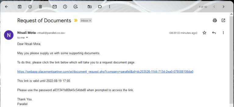 Request Supporting Documents from Candidates | WebApp